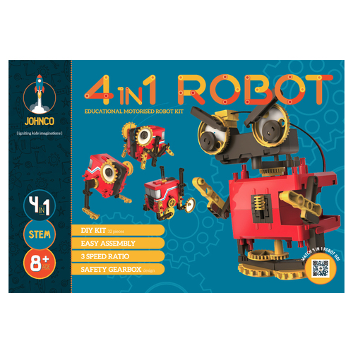 4 in 1 Educational Motorized Robot Kit | Build a 3-speed robotic playmate!