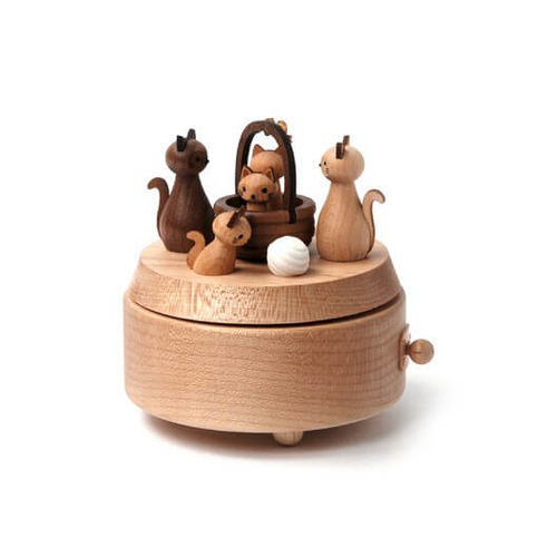 Greeting Kitty Wooden Musical Box | Unique Duel Movement Music Box