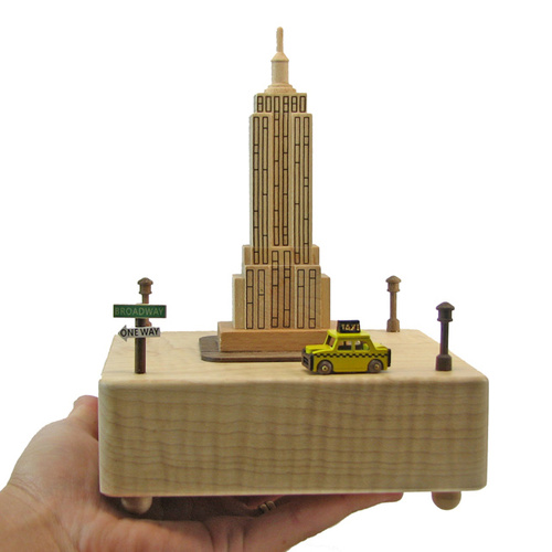 New York Moving Wooden Musical Box | Featuring a moving taxi on hidden ...