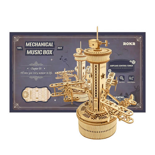 ROKR Airplane Control Tower Mechanical Music Box | Build, listen, relax ...
